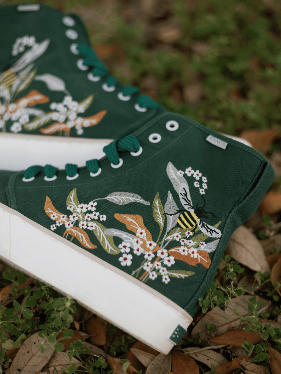 Pollen Platform High Top Sneakers | BANGS Shoes | Embroidered Canvas