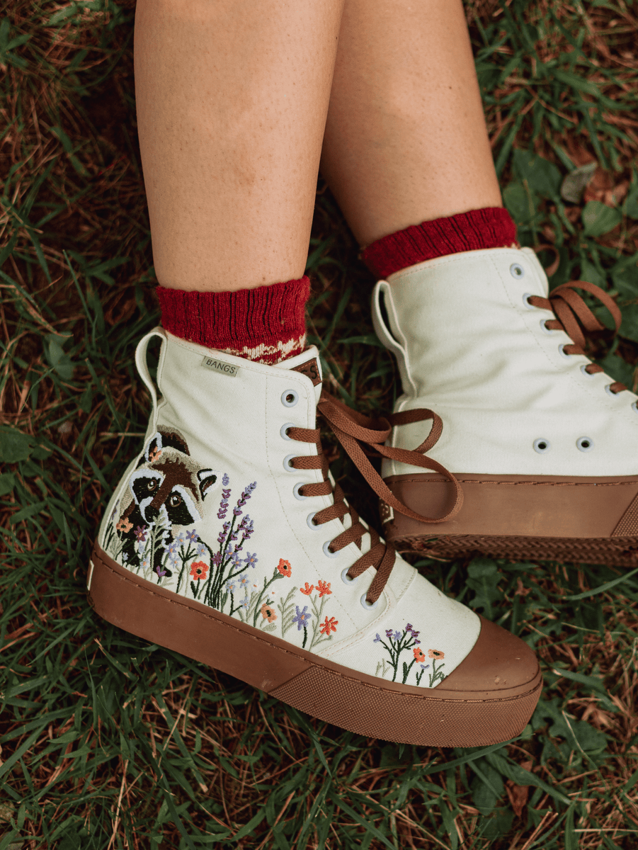 Meadow Mischief Platform High Top Sneakers | BANGS Shoes | Embroidered ...