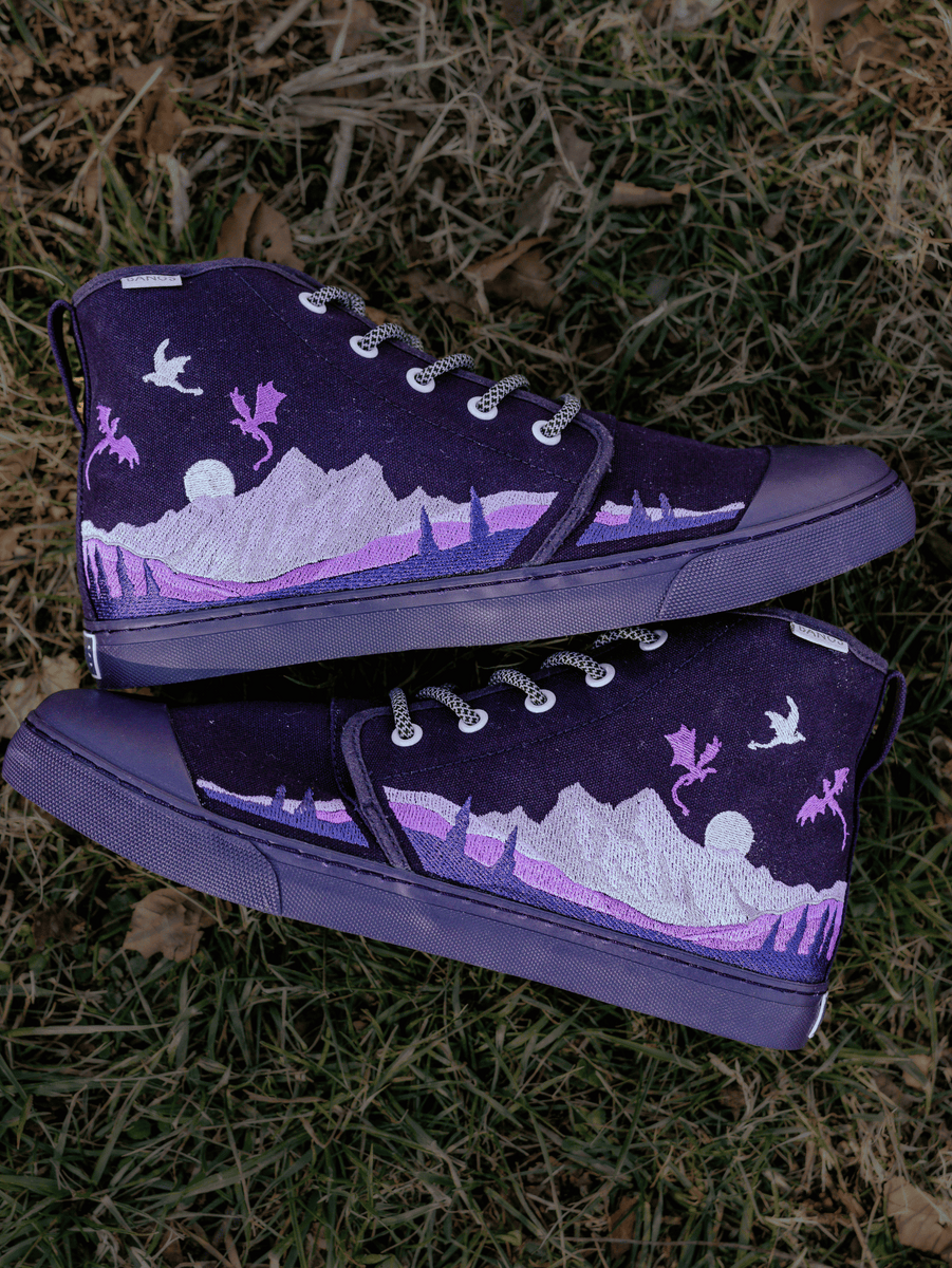 Mystic Mountain High Top Sneakers | BANGS Shoes | Embroidered Canvas